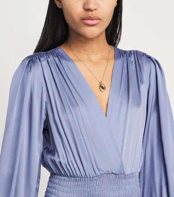Maje Ruffled Midi Dress - Blue