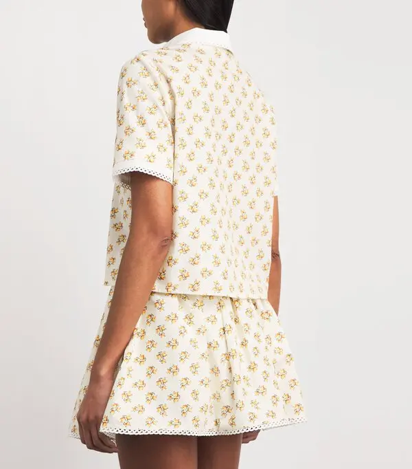 Maje Floral Print Shirt With Lace Trim - Yellow