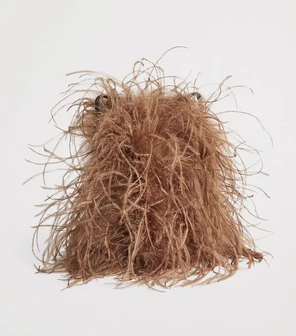 YVES SALOMON Leather Cross-body Bag With Ostrich Feathers