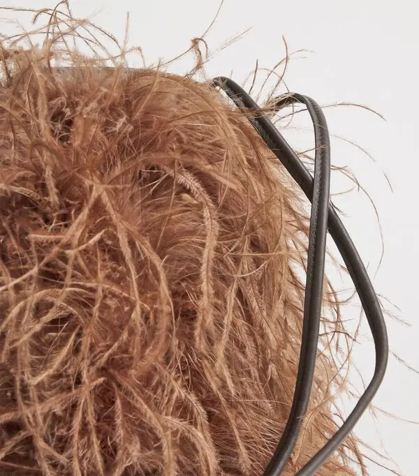 YVES SALOMON Leather Cross-body Bag With Ostrich Feathers