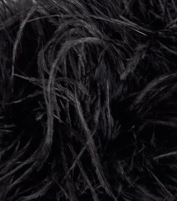 YVES SALOMON Leather Cross-body Bag With Ostrich Feathers - Black
