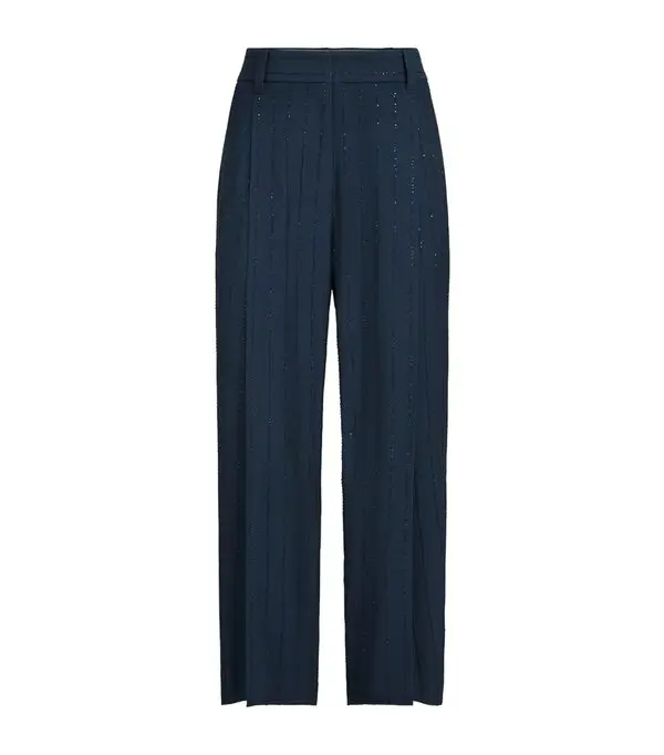 Brunello Cucinelli Stripe Sequined Trousers - Blue