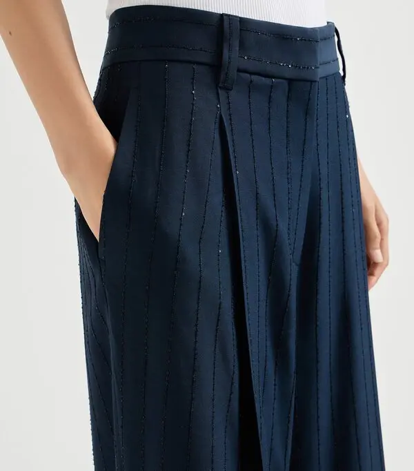 Brunello Cucinelli Stripe Sequined Trousers - Blue