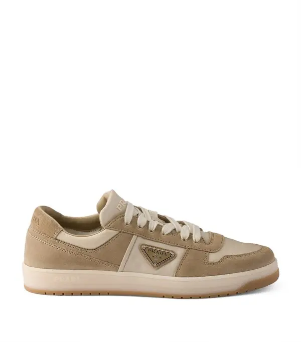 Prada Suede And Re-nylon Downtown Sneakers - Neutral