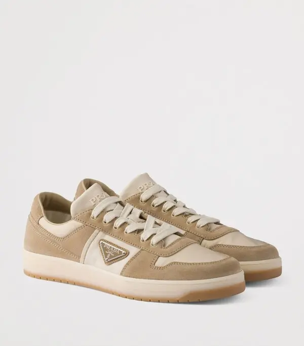 Prada Suede And Re-nylon Downtown Sneakers - Neutral