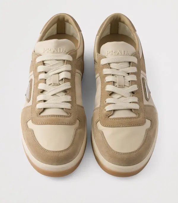 Prada Suede And Re-nylon Downtown Sneakers - Neutral