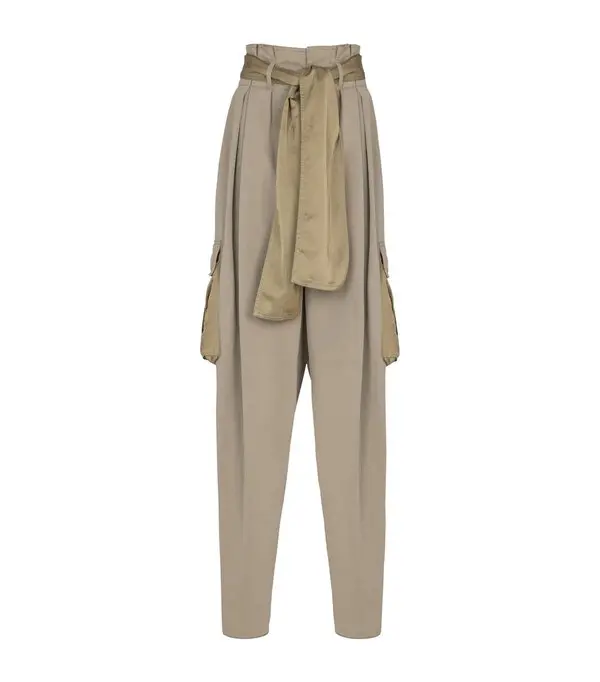 Balmain Cotton-blend High-waisted Trousers