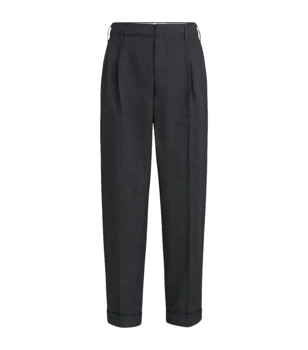 Brunello Cucinelli Linen-wool Chevron Tailored Trousers