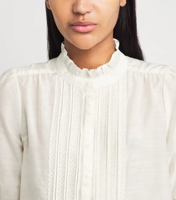 ME+EM Cotton-silk Pintuck Blouse