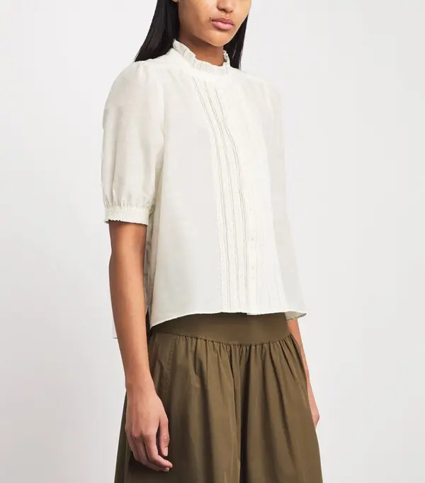 ME+EM Cotton-silk Pintuck Blouse