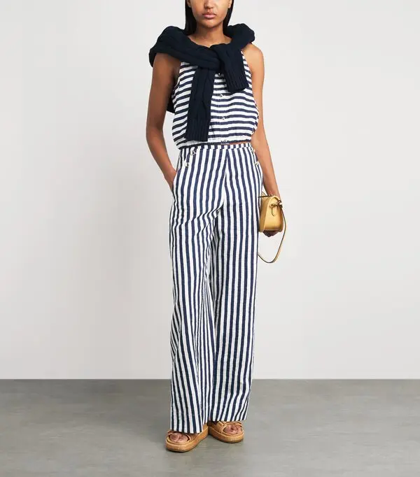 Maje Breton Stripe Tank Top - White