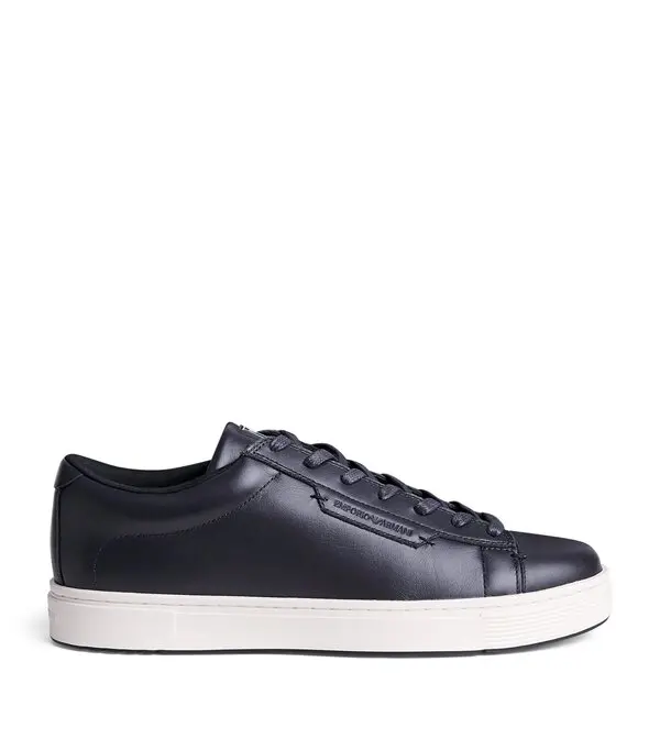 Emporio Armani Embossed Logo Leather Sneakers