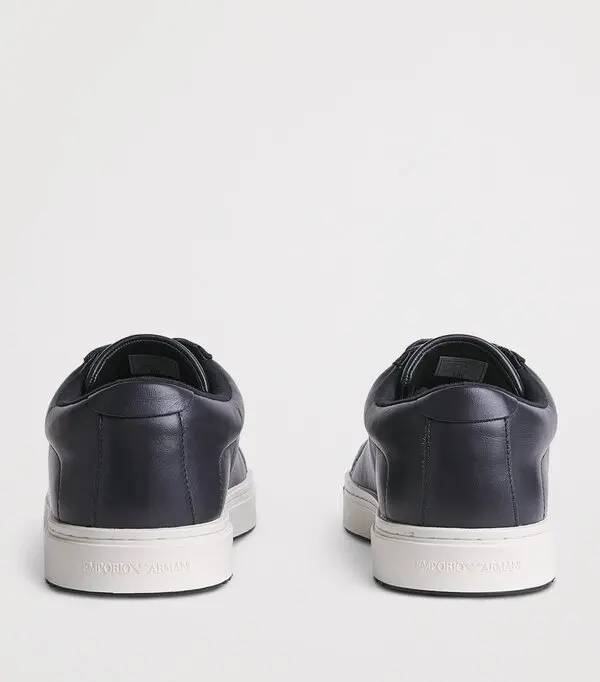 Emporio Armani Embossed Logo Leather Sneakers