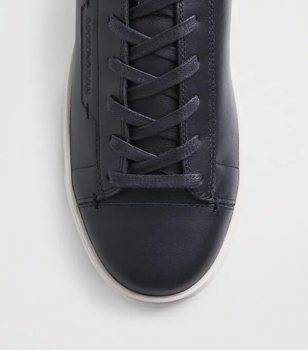 Emporio Armani Embossed Logo Leather Sneakers