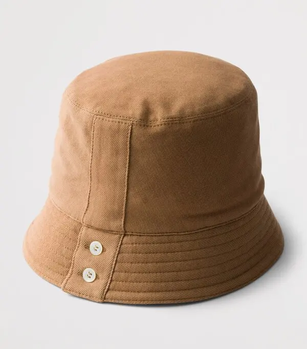 Prada Cotton Piqué Bucket Hat - Neutral