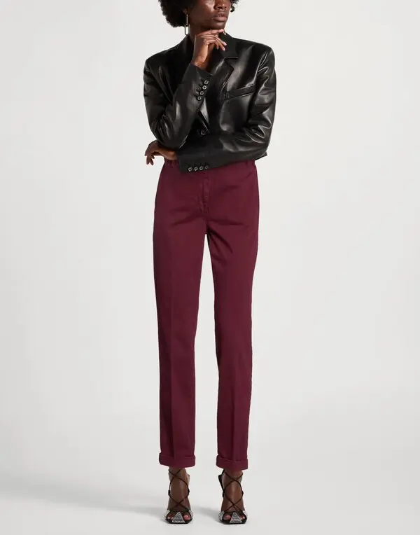 MANILA GRACE Cotton Twill Pants - Garnet