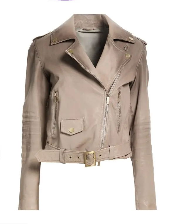 Armani Exchange Leather Biker Jacket - Grey