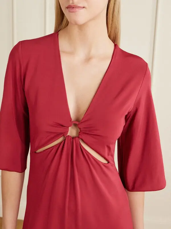 Max Mara Ruched Cut-out Stretch Jersey Maxi Dress