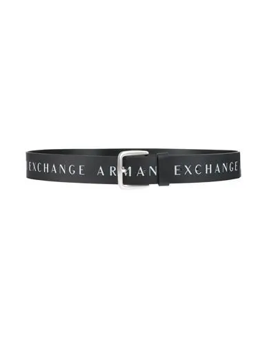 Armani Exchange Logo-print Leather Belt - Black