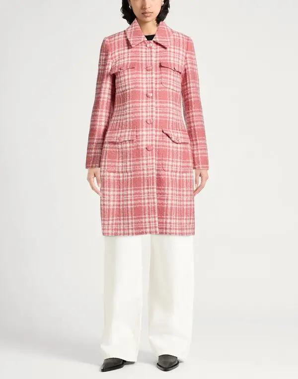 REALLY WILD Wool-blend Tartan Bouclé Coat - Pink