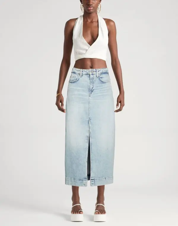 7 For All Mankind Flared Denim Skirt With Front Slit