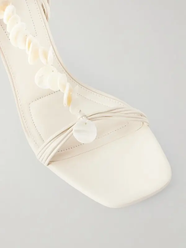 Simkhai Elin Shell-embellished Leather Sandals - White