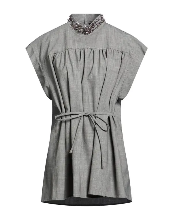 Fabiana Filippi Virgin Wool Blend Top With Embellished Mock Neck