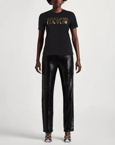 Versace Cotton T-shirt With Sequin Logo