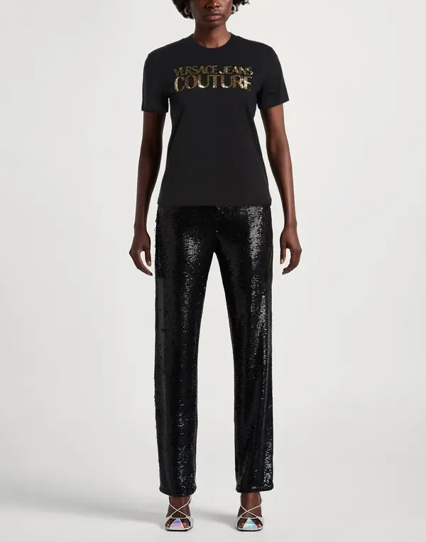 Versace Cotton T-shirt With Sequin Logo