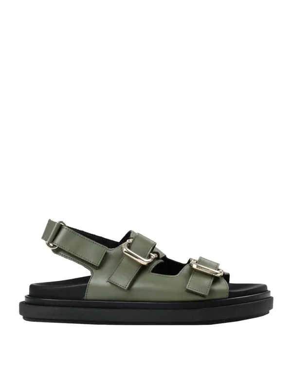 ALOHAS Military Leather Flatform Slingback Sandals - Green