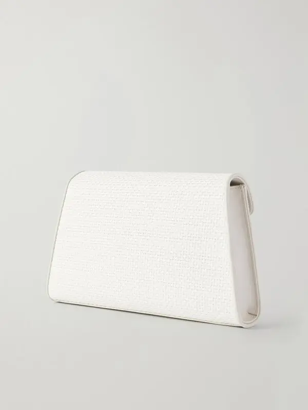 Savette Symmetry Leather-trimmed Woven Raffia Shoulder Bag - White