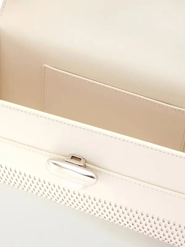 Savette Symmetry Laser-cut Leather Pochette - White