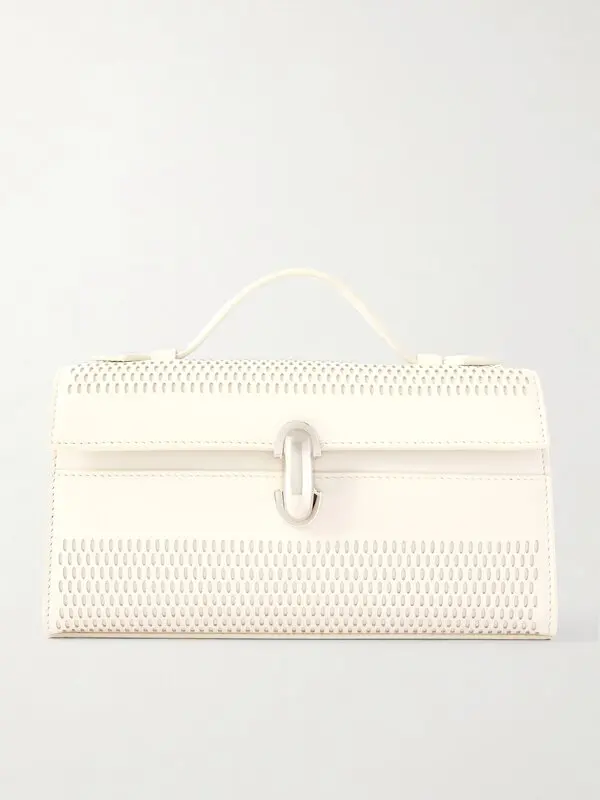 Savette Symmetry Laser-cut Leather Pochette - White