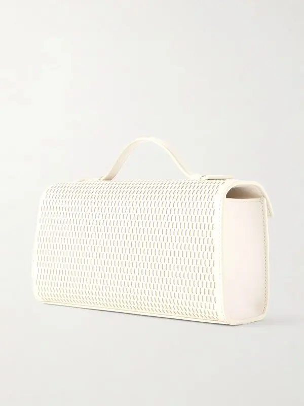 Savette Symmetry Laser-cut Leather Pochette - White