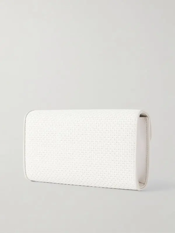 Savette Symmetry Leather-trimmed Woven Raffia Shoulder Bag - White