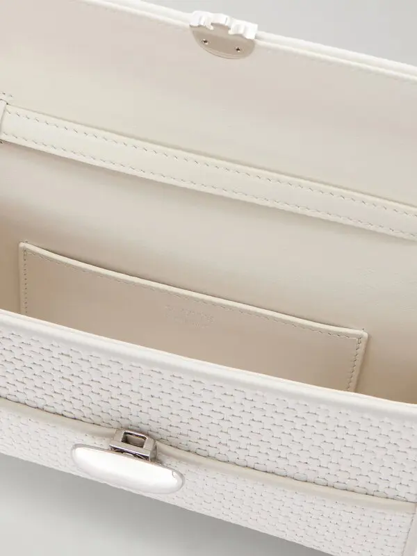 Savette Symmetry Leather-trimmed Woven Raffia Shoulder Bag - White