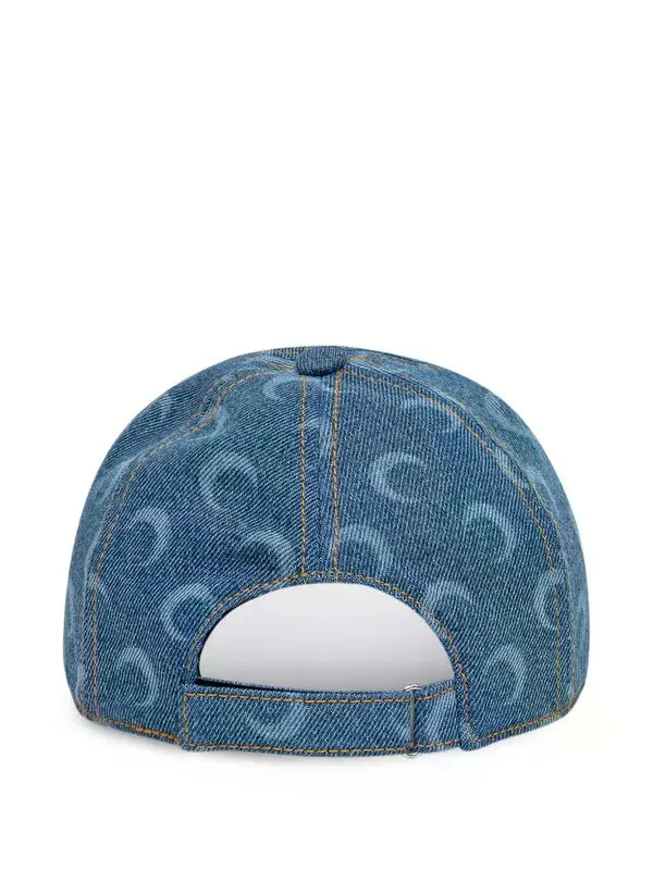 MARINE SERRE Moon Print Denim Baseball Cap - Blue