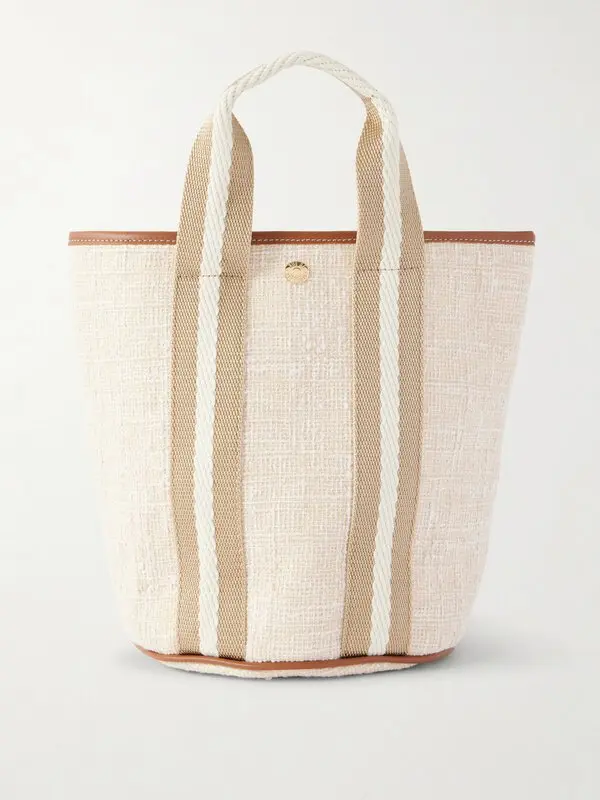 Rue De Verneuil Leather-trimmed Canvas Bucket Bag - Neutrals