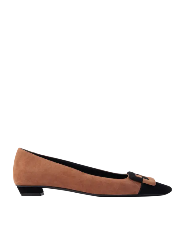 ROGER VIVIER Belle Vivier Buckled Ballet Flats - Brown