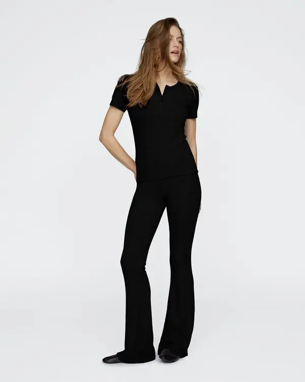 ATM Anthony Thomas Melillo Modal Rib Flare Pant - Black