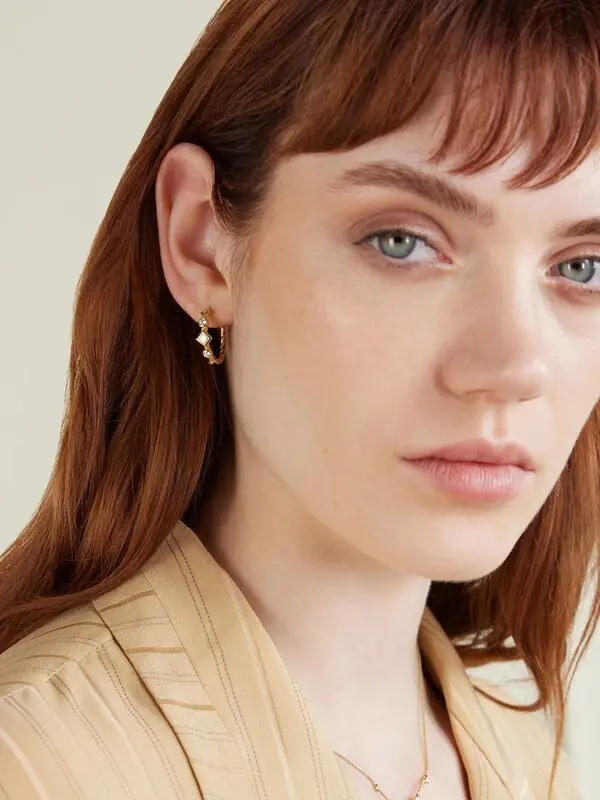 David Yurman 18k And Diamond Hoop Earrings - Gold