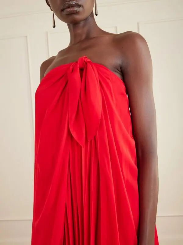 ralph lauren red strapless dress Ralph Lauren Collection Draped Red Silk Strapless Evening Gown 6 at 1stDibs