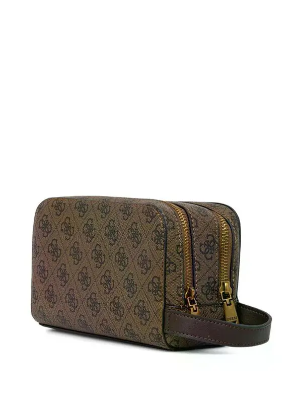 Guess Milano 4g-logo Zip Wash Bag - Brown