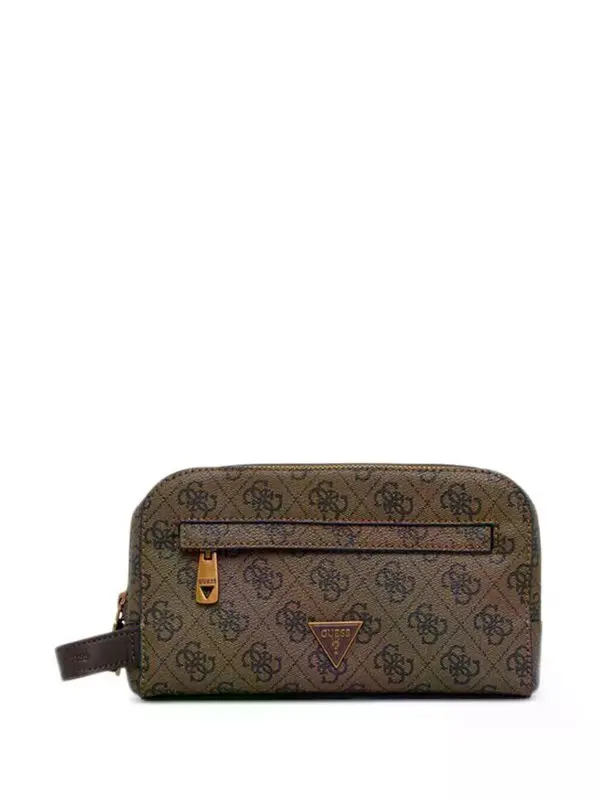 Guess Milano 4g-logo Zip Wash Bag - Brown