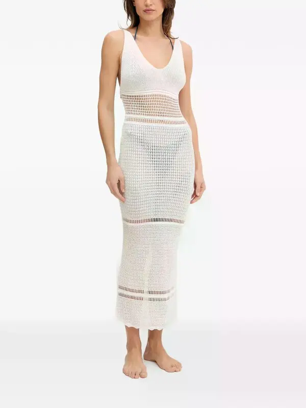 Guess Crochet Knit V-neck Dress - White