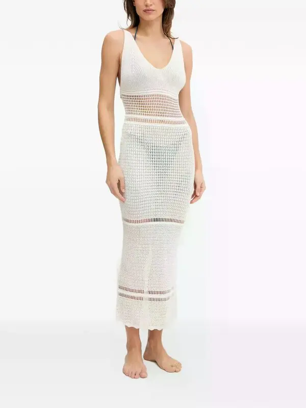 Guess Crochet Knit V-neck Dress - White
