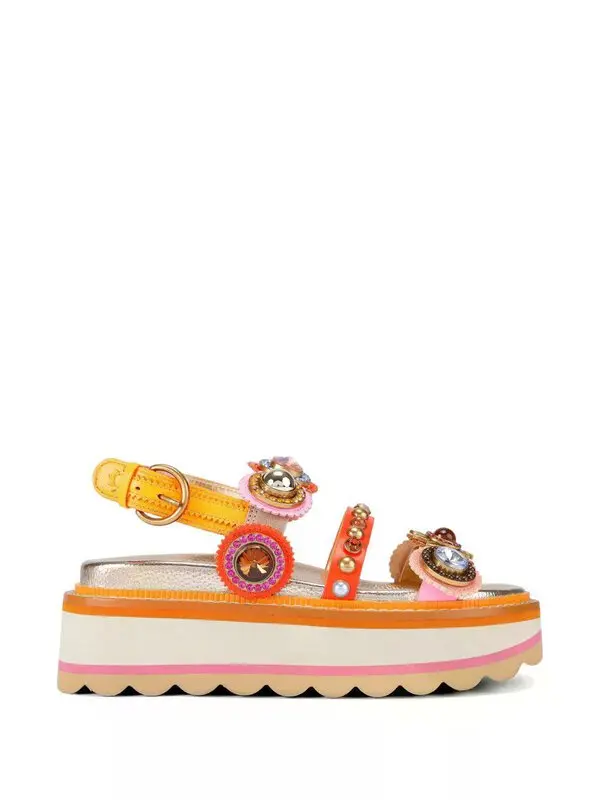 Kurt Geiger Crystal Embellished Platform Sandals - Gold
