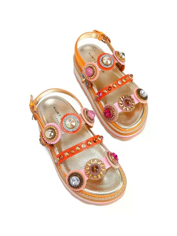 Kurt Geiger Crystal Embellished Platform Sandals - Gold