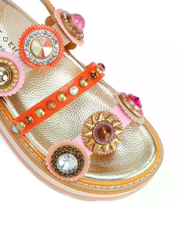 Kurt Geiger Crystal Embellished Platform Sandals - Gold