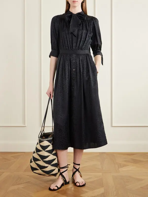 Maison Mayle Leopard Jacquard Silk Midi Dress